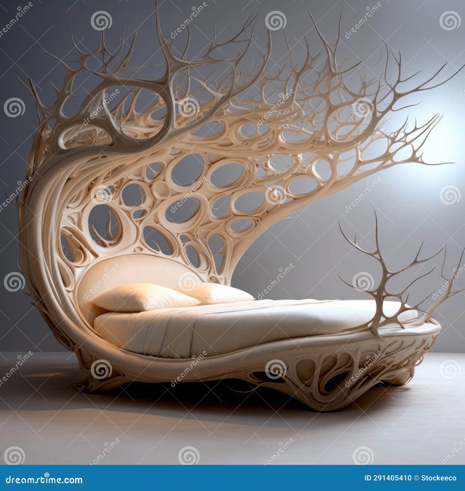 Futuristic Tree Bed: Organic Biomorphism with Intricate Branches Stock ...