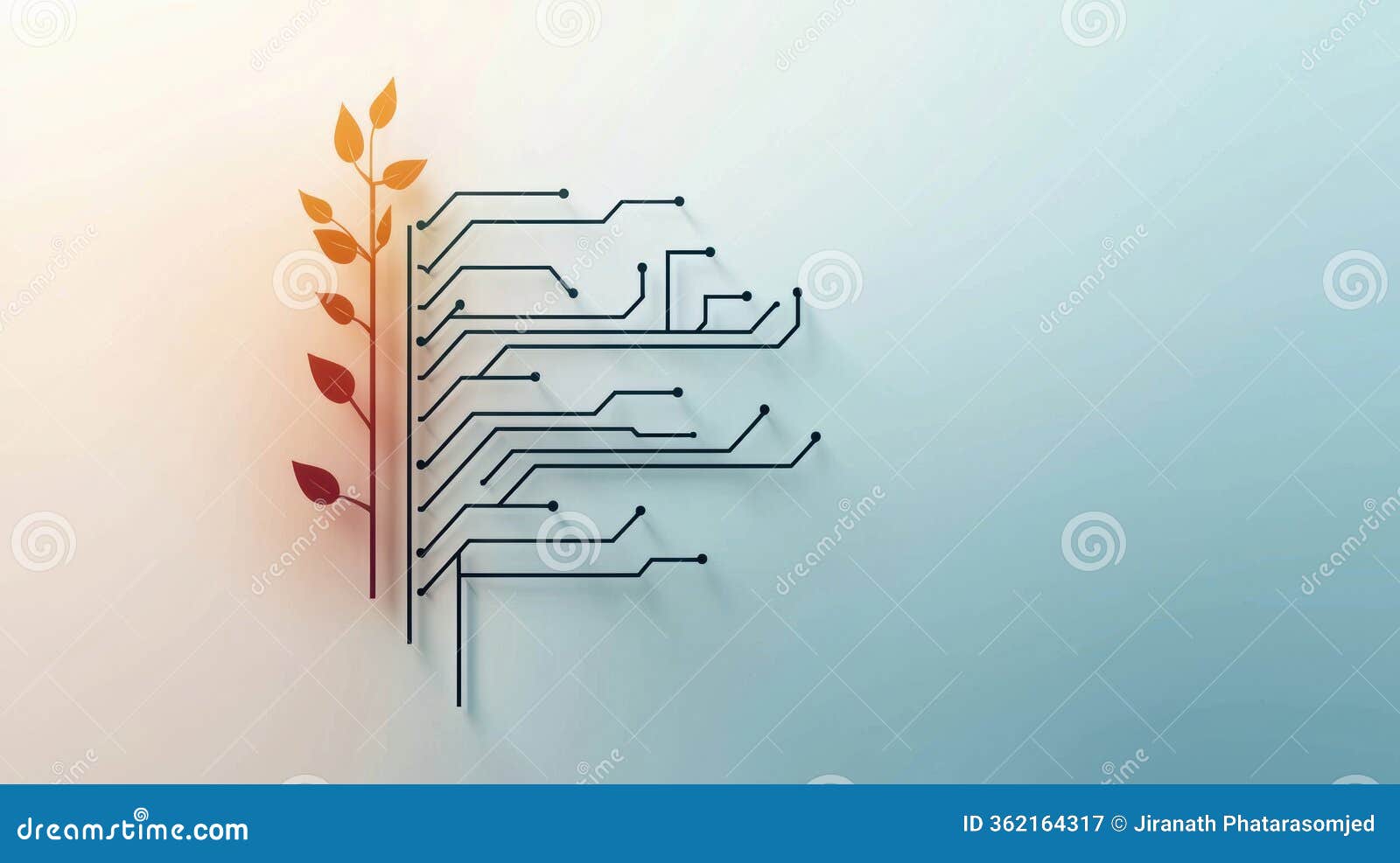 Futuristic Tree with Circuit Lines Showing Nature and Technology ...