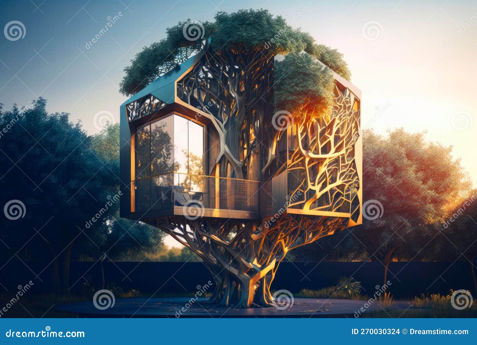 Futuristic Treehouse Stock Illustrations – 120 Futuristic Treehouse ...