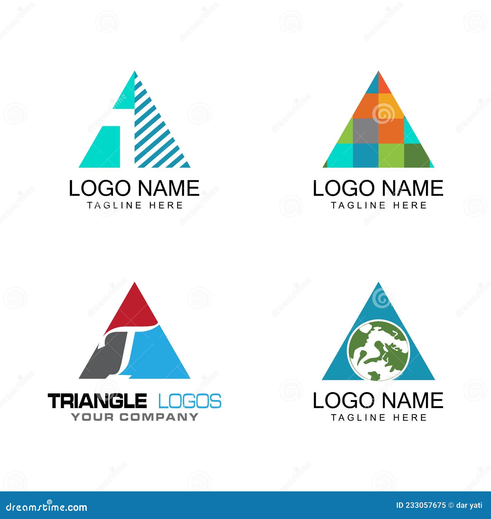 Futuristic Triangle Chain Logo Design Inspiration Stock Vector ...