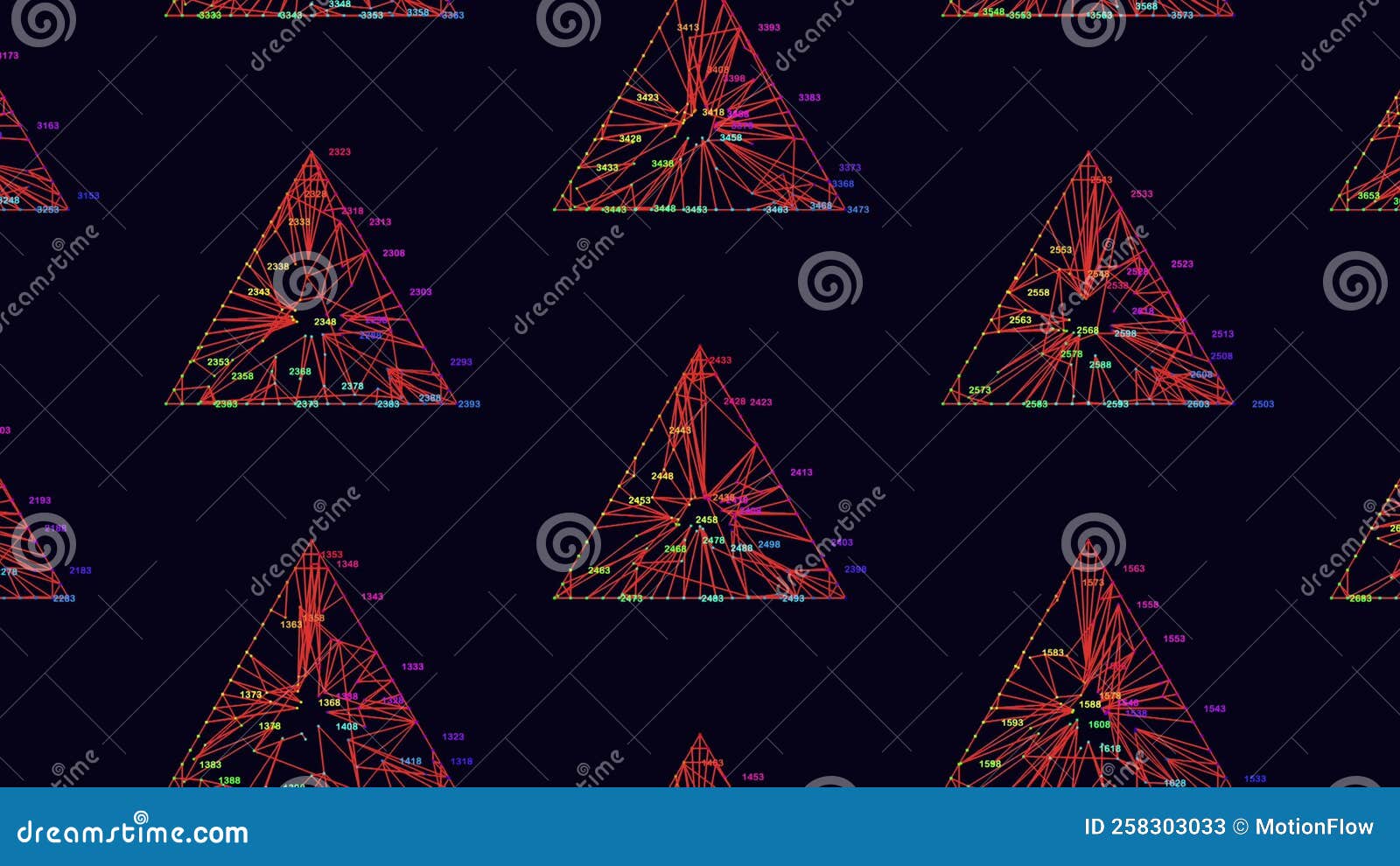 Futuristic Triangles Pattern with Neon Numbers and Lines Stock Video ...