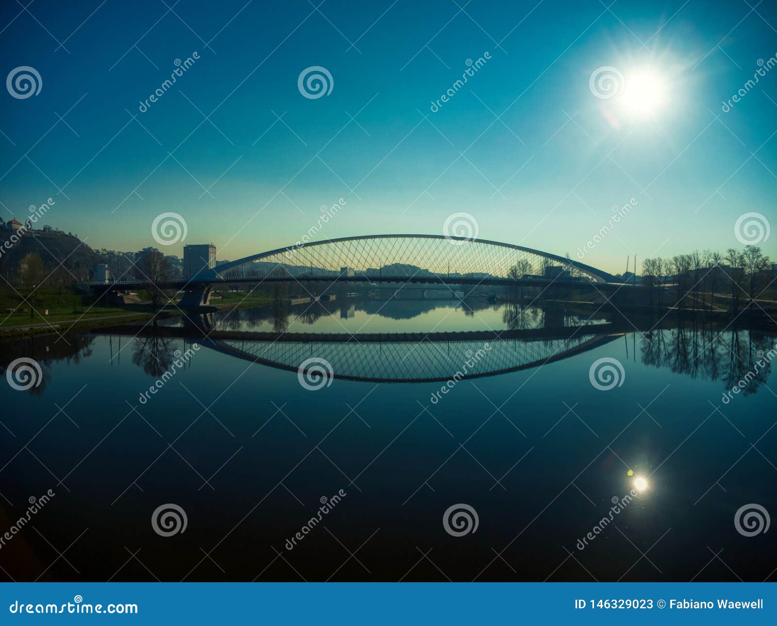 Futuristic Troja Bridge in Holesovice Prague Stock Image - Image of ...