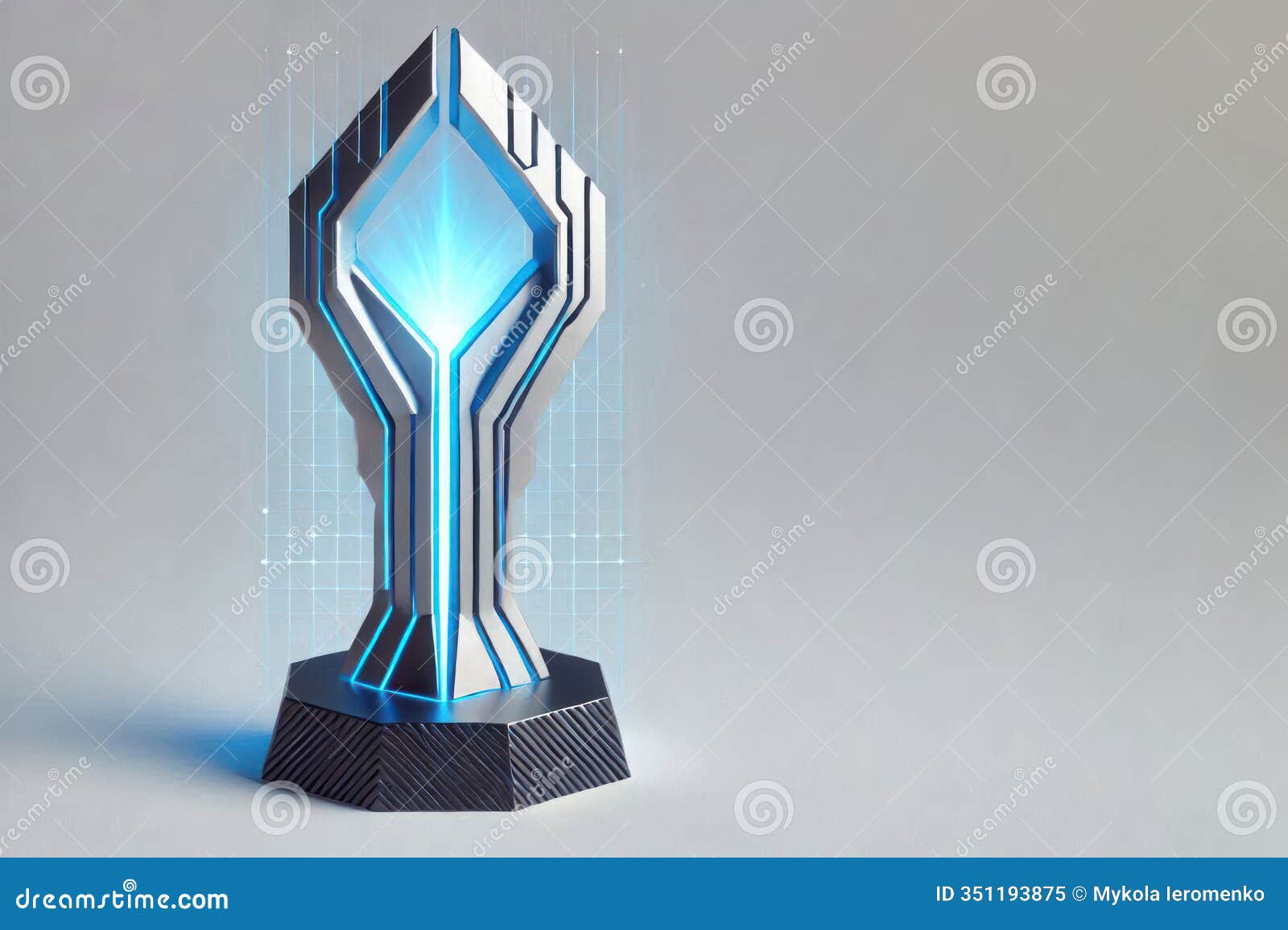 A Futuristic Trophy with a Blue Glow. Space for Text. Stock Image ...