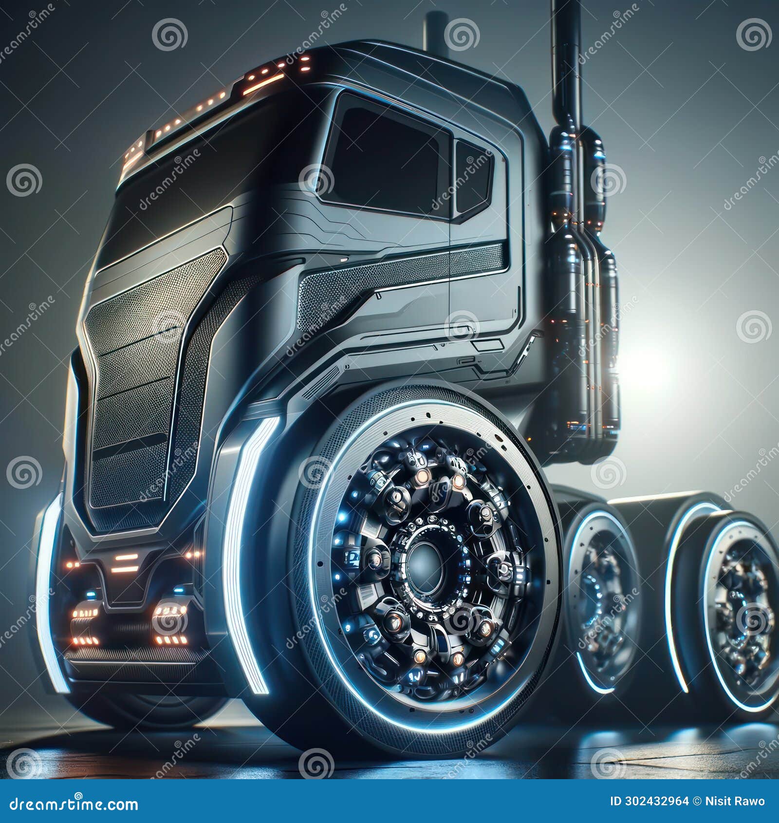 Futuristic Truck Wheels with Modern Truck Stock Photo - Image of auto ...