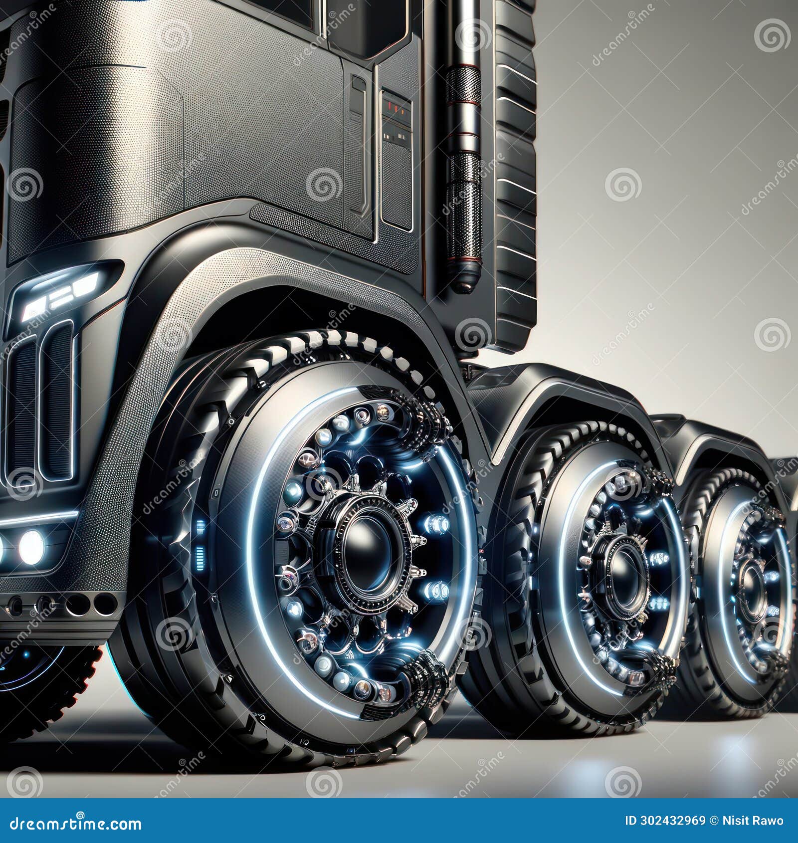 Futuristic Truck Wheels with Modern Truck Stock Image - Image of ...