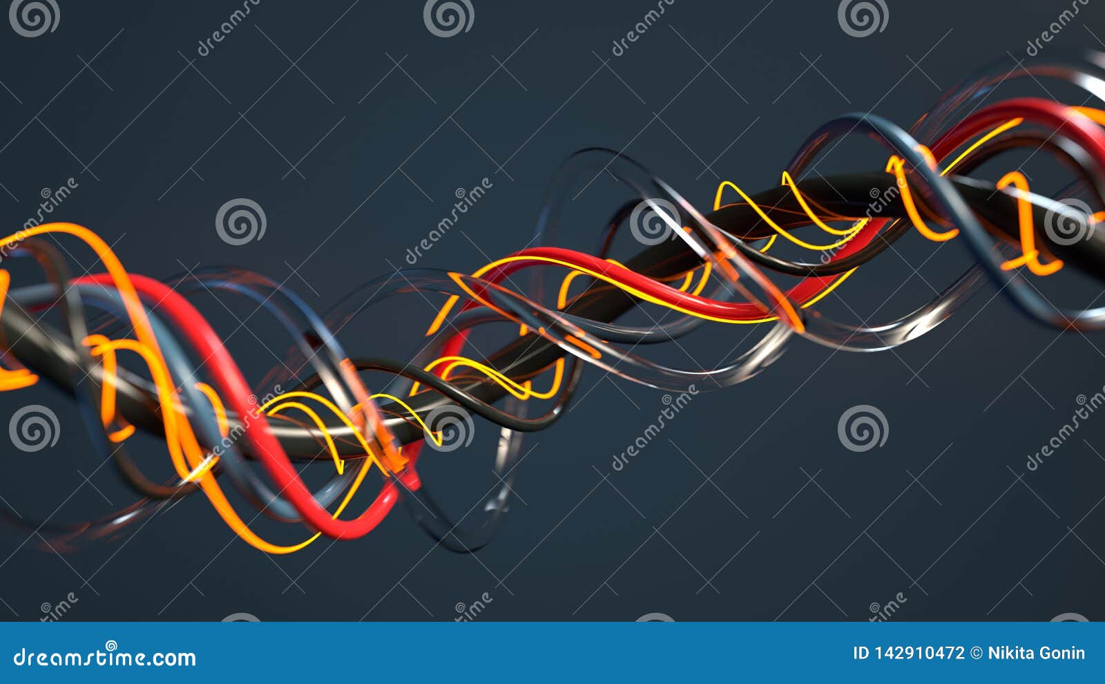 Futuristic Twisted Cables 3D Rendering Stock Illustration ...