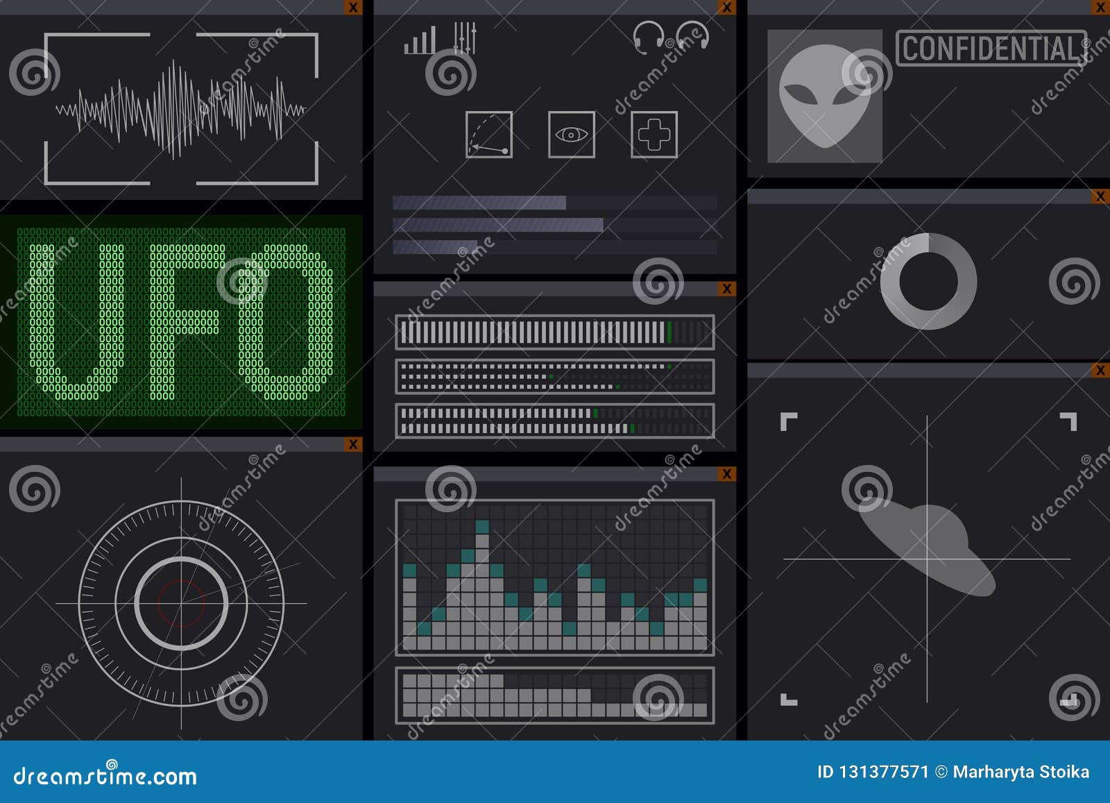 Futuristic UFO interface stock vector. Illustration of fiction - 131377571