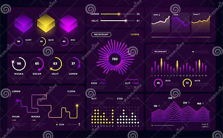 Futuristic UI Dashboard. Technology Infographic Data Interface Charts ...