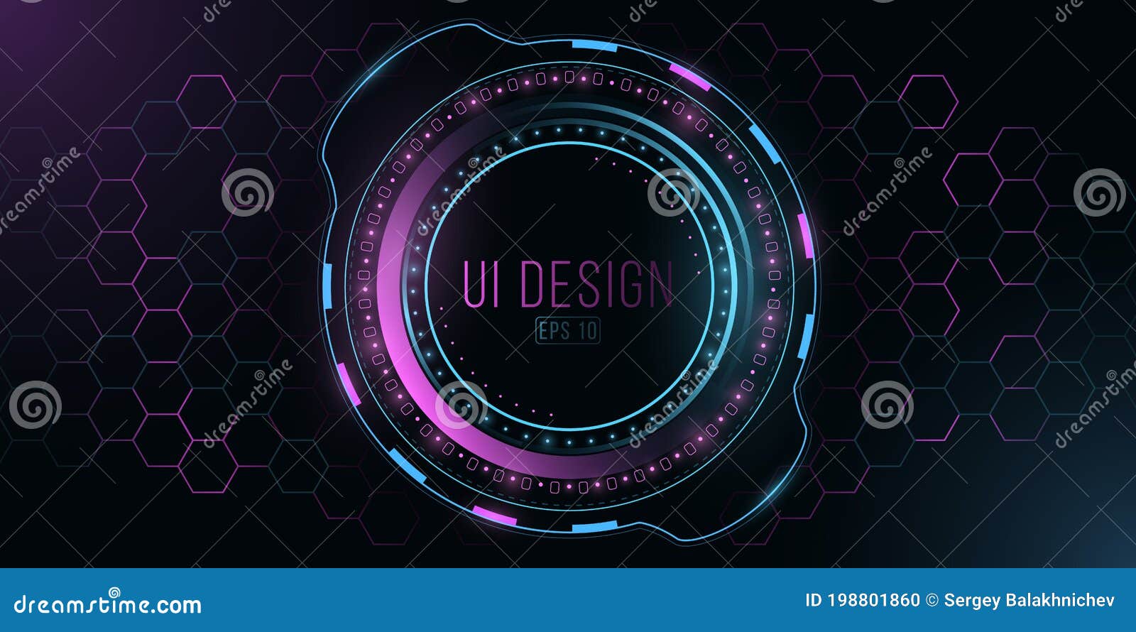 Futuristic UI Design. Glowing Purple and Blue HUD Display. Digital ...