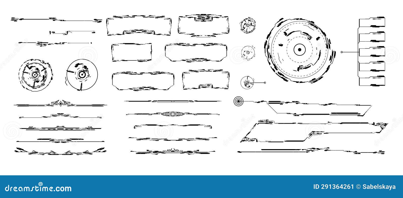 Futuristic Ui Elements, Vector Illustration Isolated Black on White ...