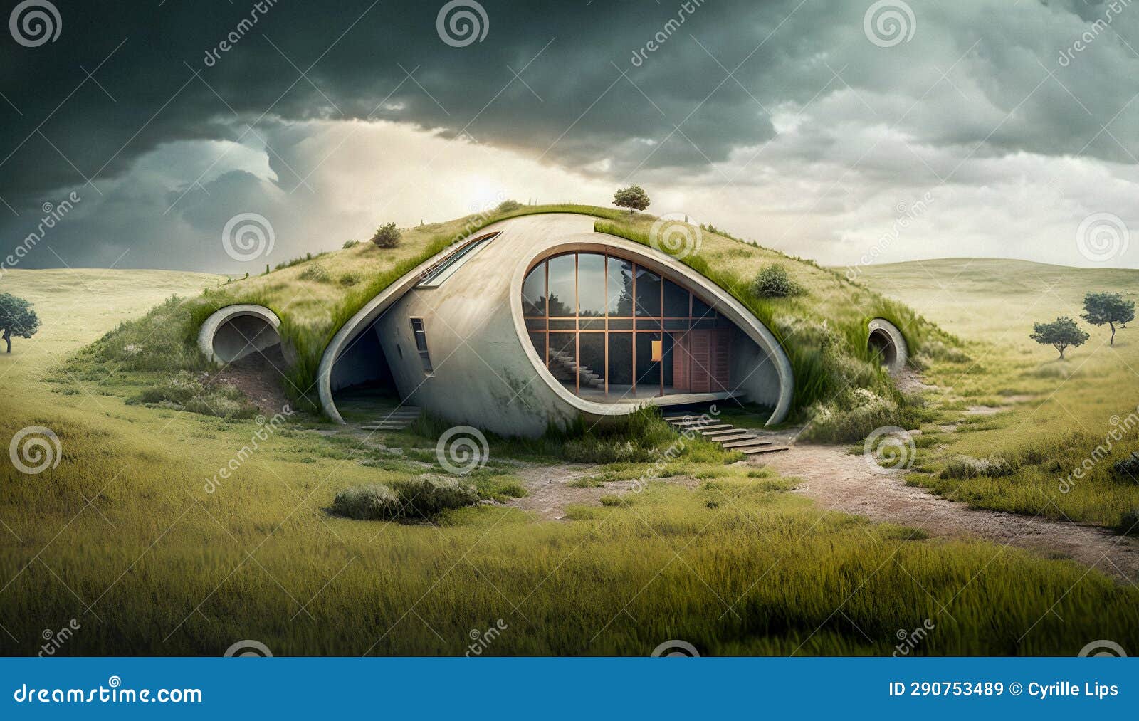 Futuristic Underground Home Generated by AI Stock Illustration ...