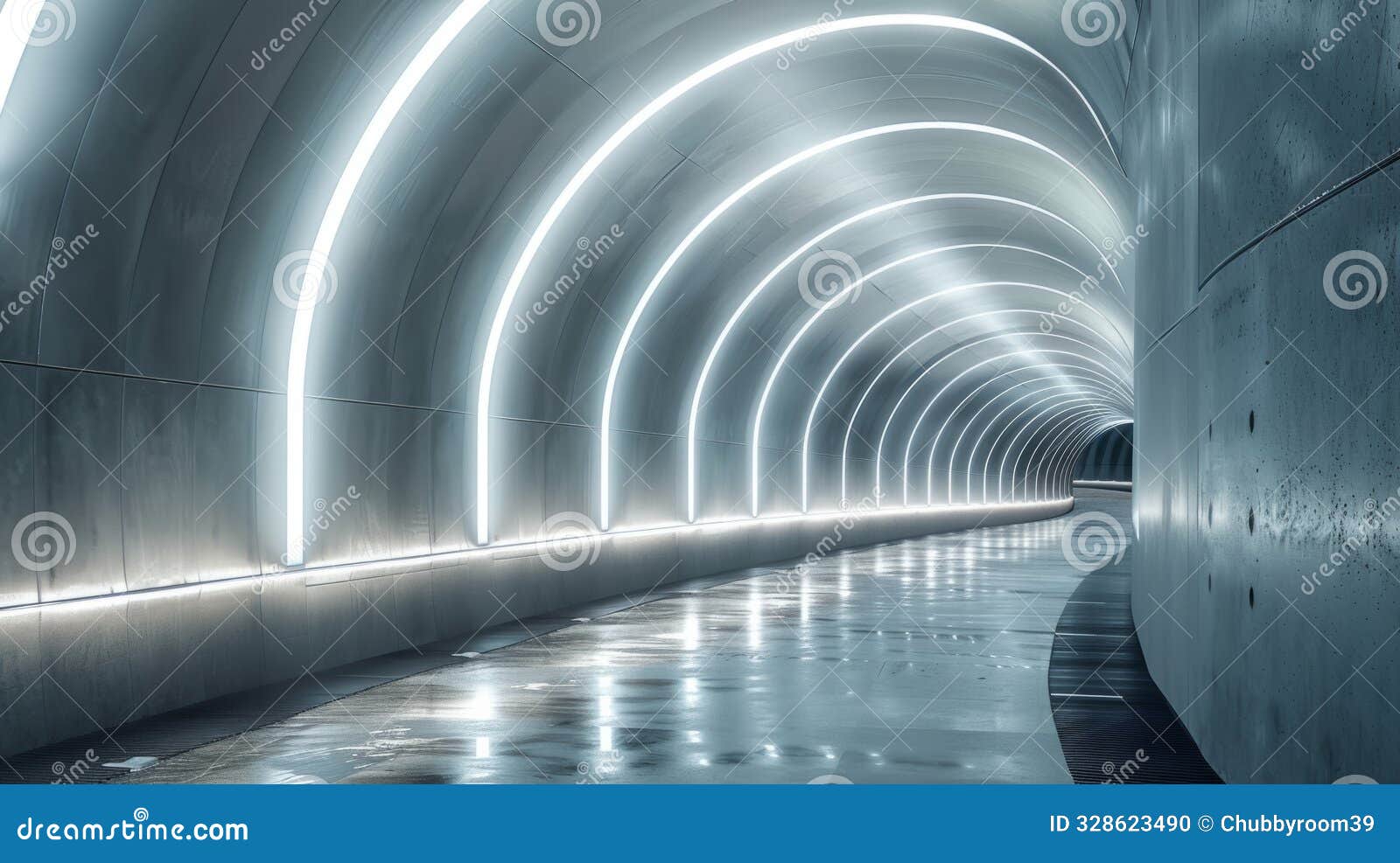 Futuristic Underground Tunnel Architecture with Modern Design and Soft ...