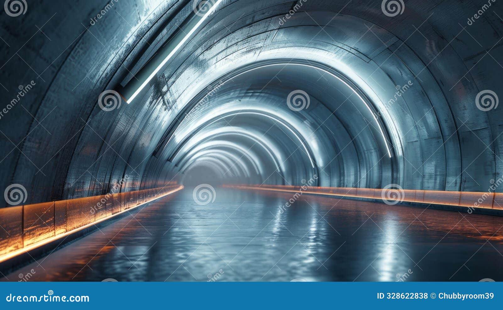 Futuristic Underground Tunnel with Contemporary Design and Gentle ...