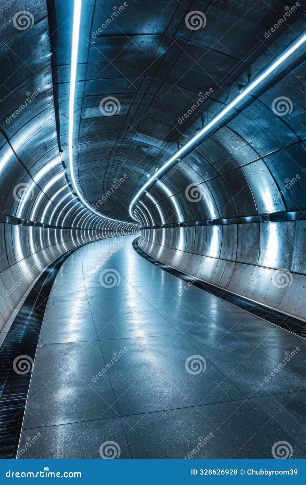 Futuristic Underground Tunnel Design for Blank Mockup Scene Stock ...