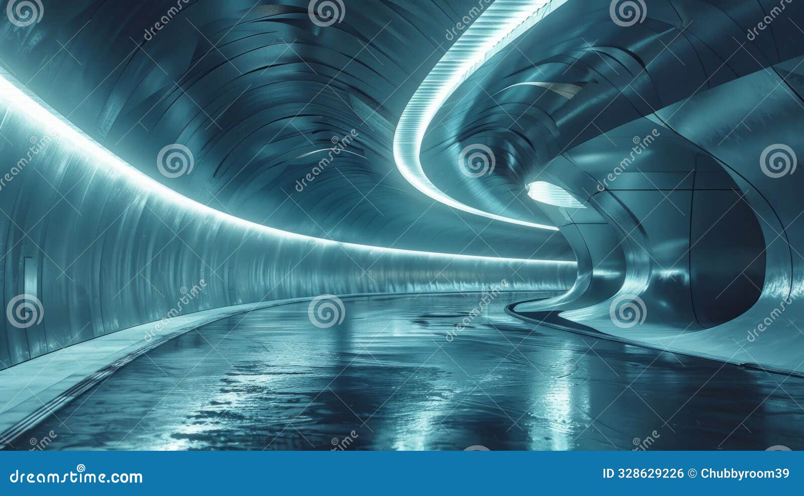 Futuristic Underground Tunnel with Soft Lighting Stock Illustration ...