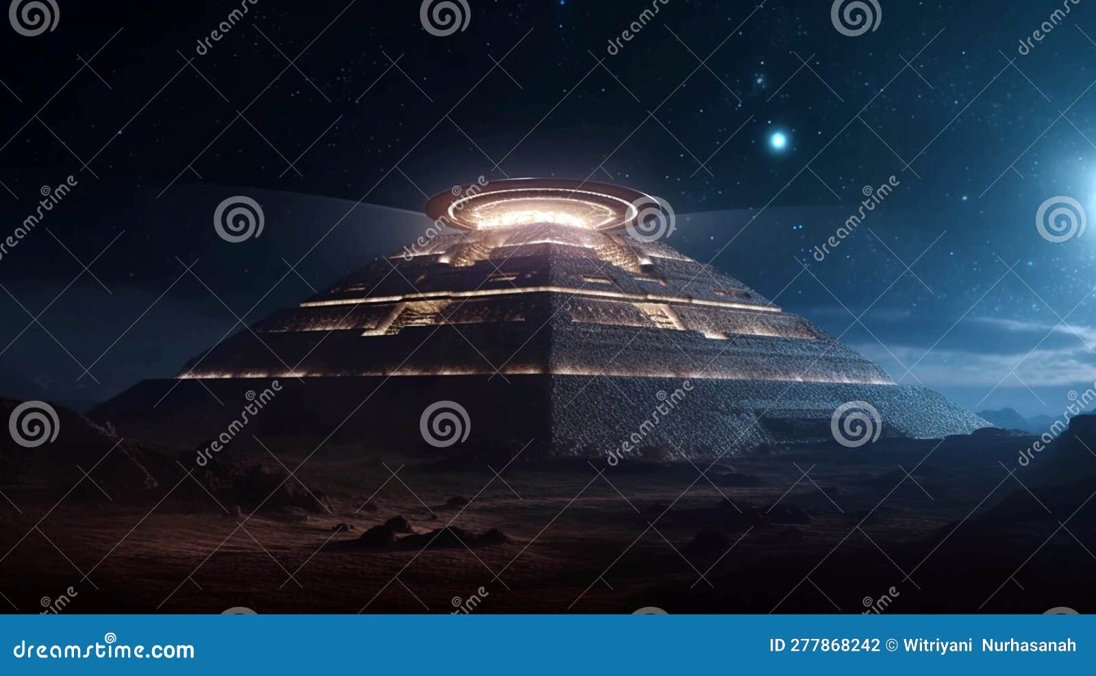 Futuristic Unidentified Flying Object and Pyramid. AI Generative Stock ...