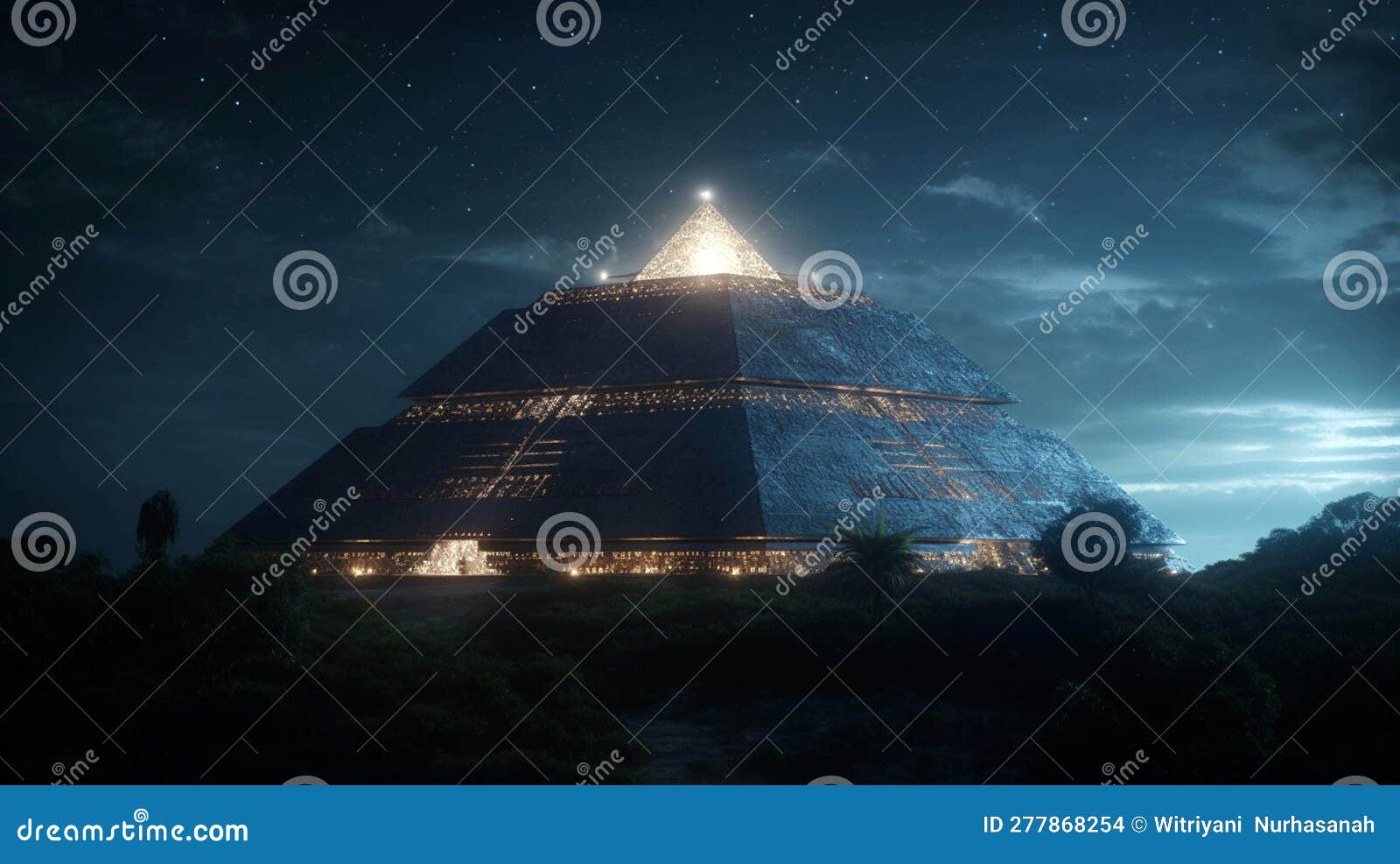 Futuristic Unidentified Flying Object and Pyramid. AI Generative Stock ...