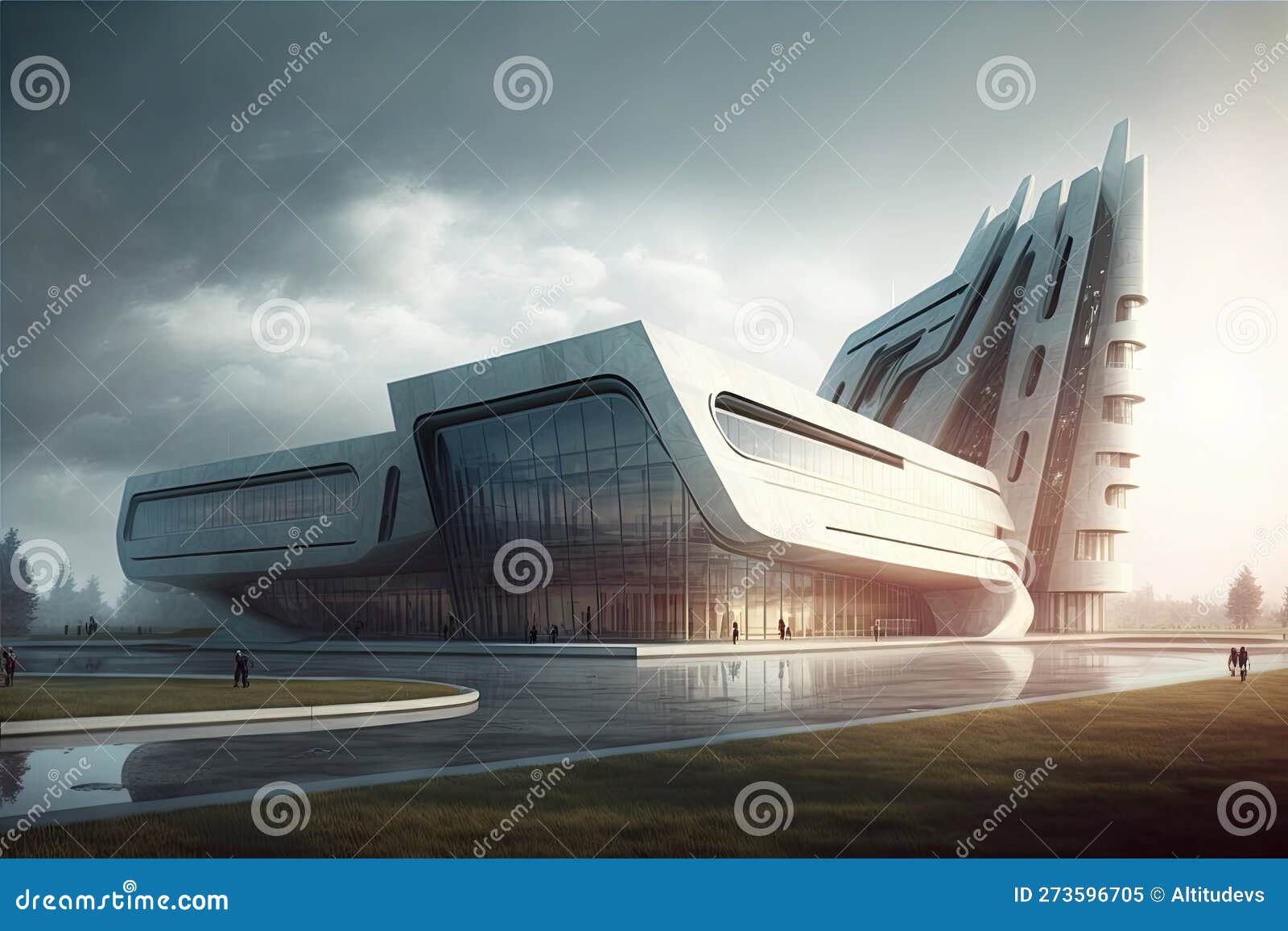 Futuristic University Building with Transparent Walls, Showcasing the ...
