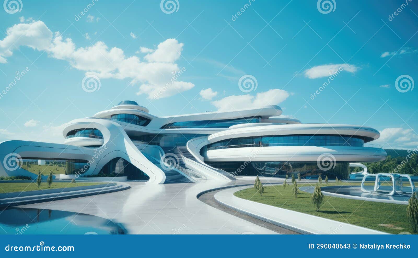 Futuristic University or School Building. Future Modern Technologies ...