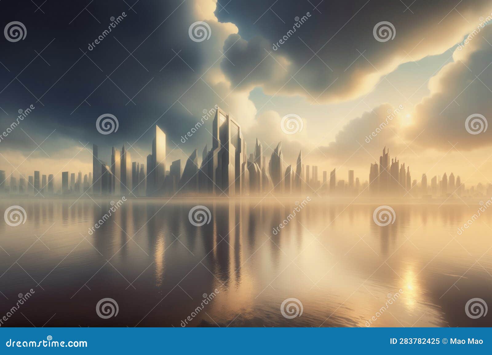 Futuristic Urban Skyline,Fictional City Skyline, Stock Illustration ...