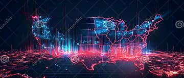Futuristic USA Map Infographic: Complex Data Visualization with ...