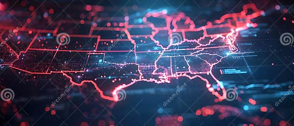 Futuristic USA Map Infographic Showing Complex Data Visualization with ...