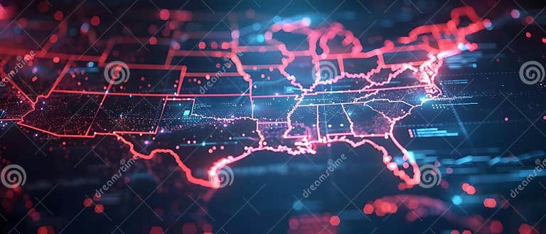 Futuristic USA Map Infographic Showing Complex Data Visualization with ...
