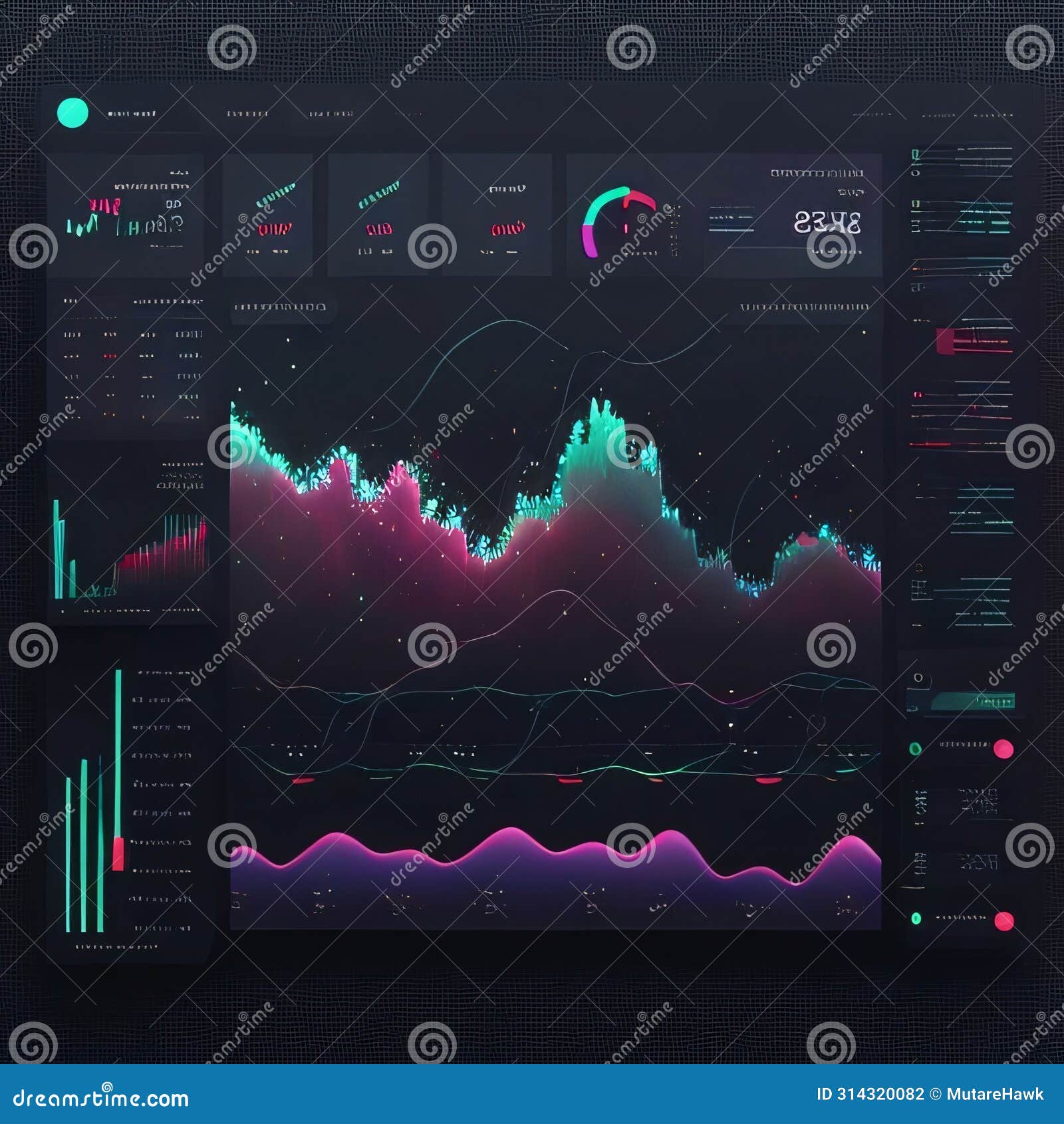 Futuristic User Interface with Charts and Diagrams. Vector Illustration ...