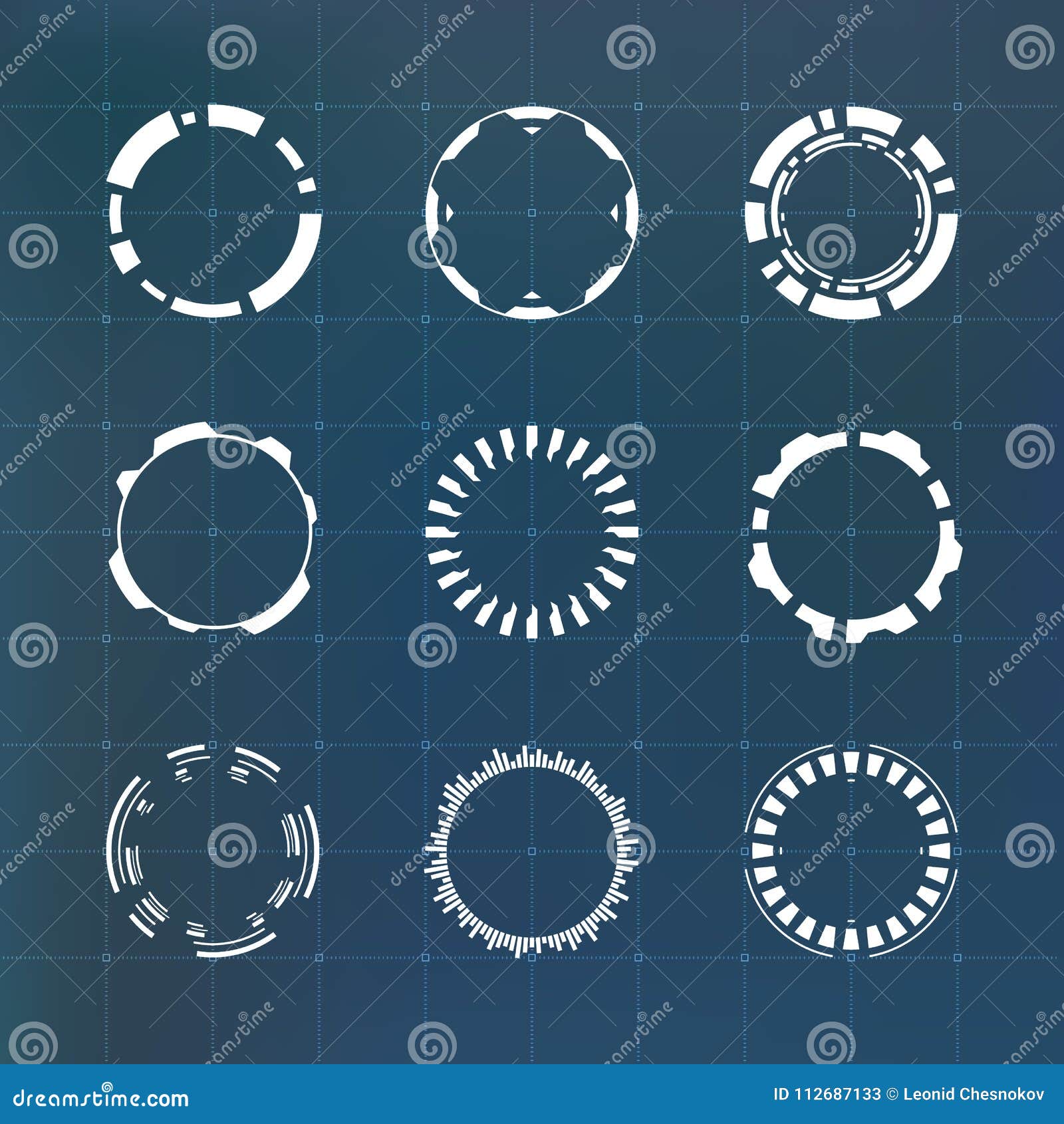 Futuristic User Interface Circle Elements Set Stock Vector ...