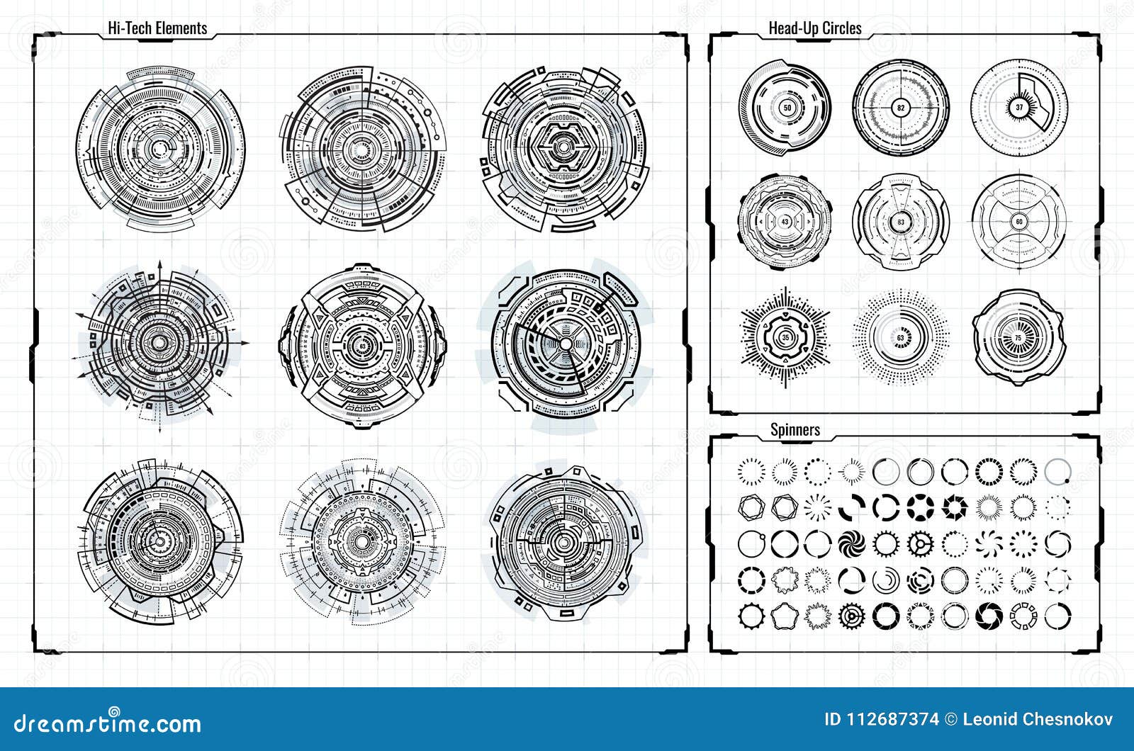 Futuristic User Interface Circle Elements Set Stock Vector ...