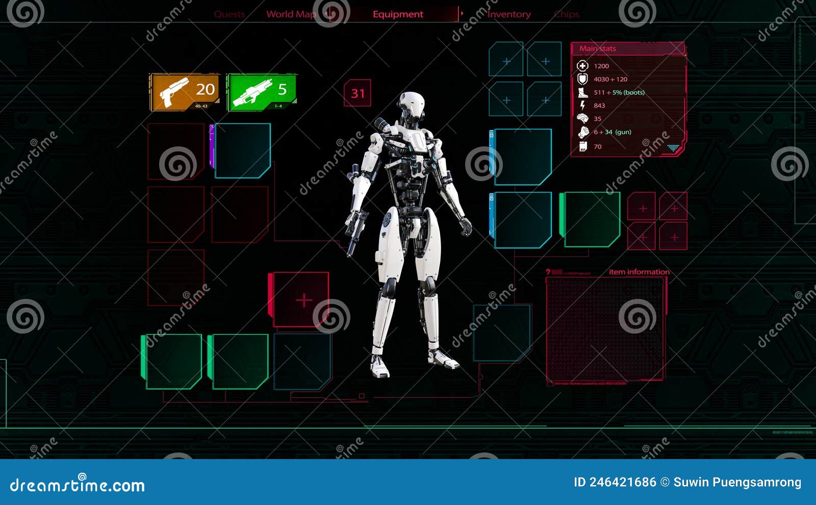 Cyberpunk Robot Android Vector Illustration Royalty-Free Cartoon ...