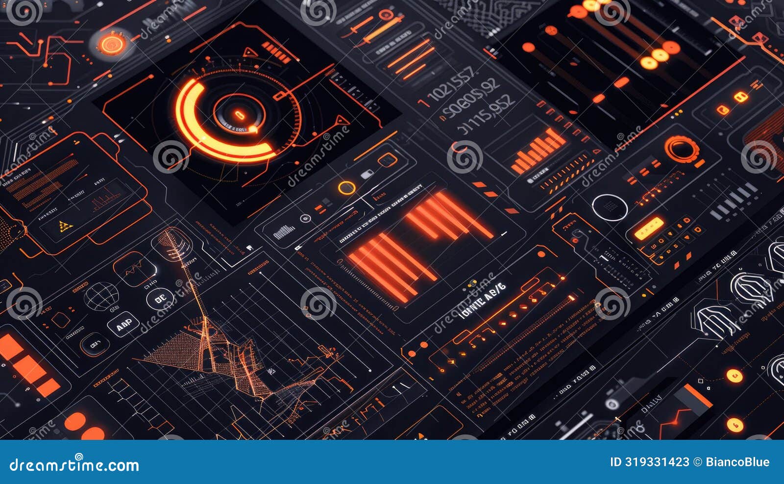 Futuristic User Interface Dashboard with Various Graphs, Charts, and ... Futuristic User Interface Dashboard with Various Graphs, Charts, and ...