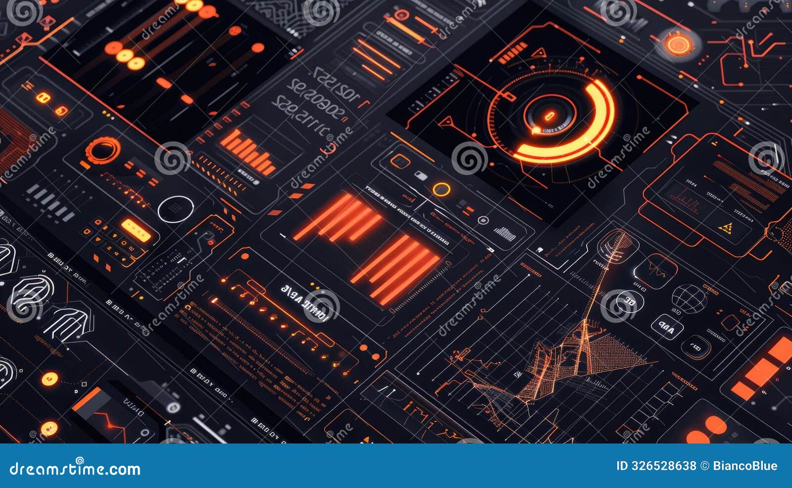 Futuristic User Interface Dashboard with Various Graphs, Charts, and Data AIG535 Stock Photo ...