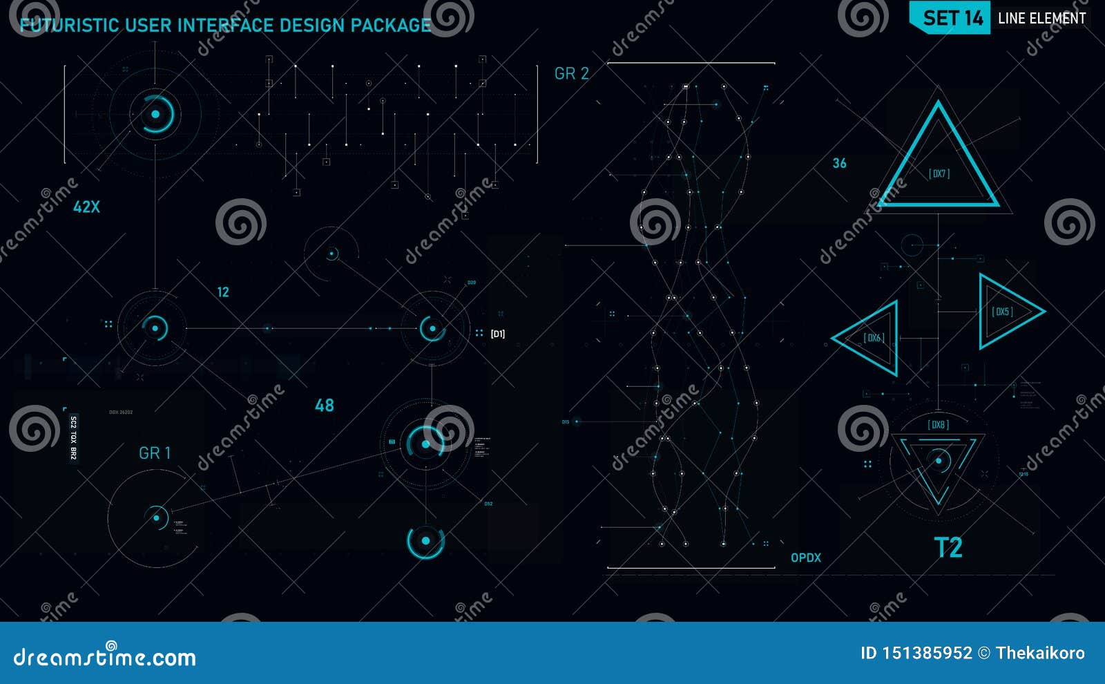 Futuristic User Interface Design Element Set 14 Stock Illustration - Illustration of digital ...