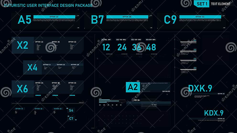 Futuristic User Interface Design Element Set 01 Stock Illustration - Illustration of science ...