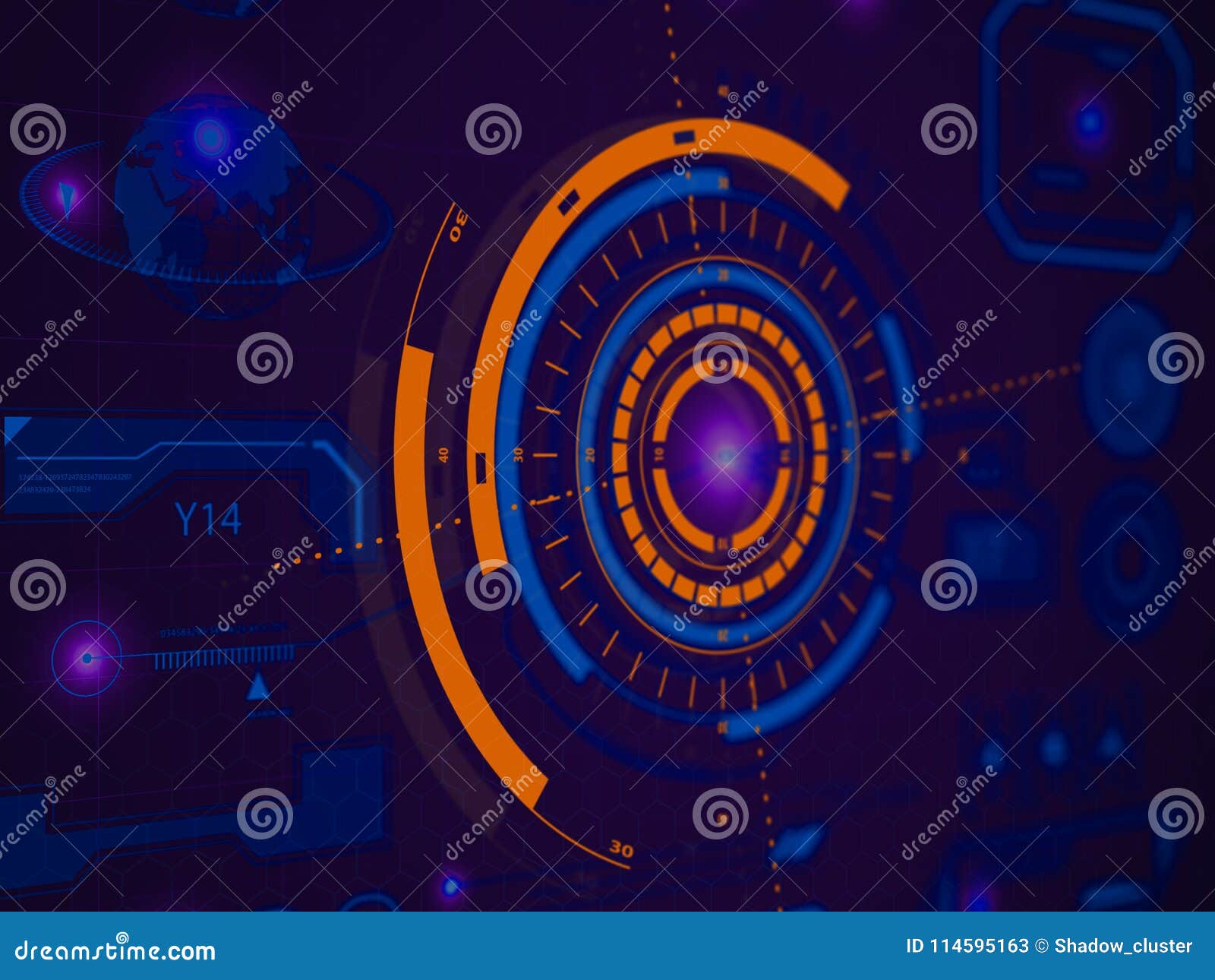 Futuristic User Graphic Interface on a Display Stock Illustration ...