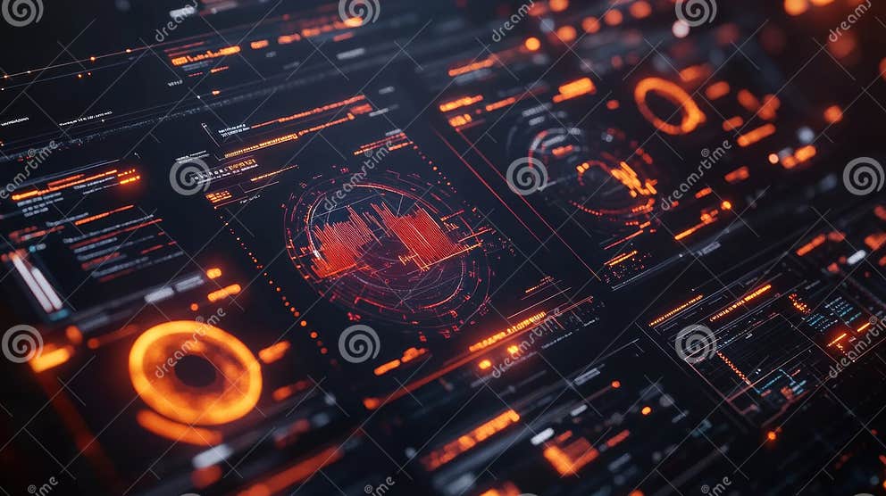 Futuristic User Interface with HUD Elements. 3d Rendering Toned Image ...