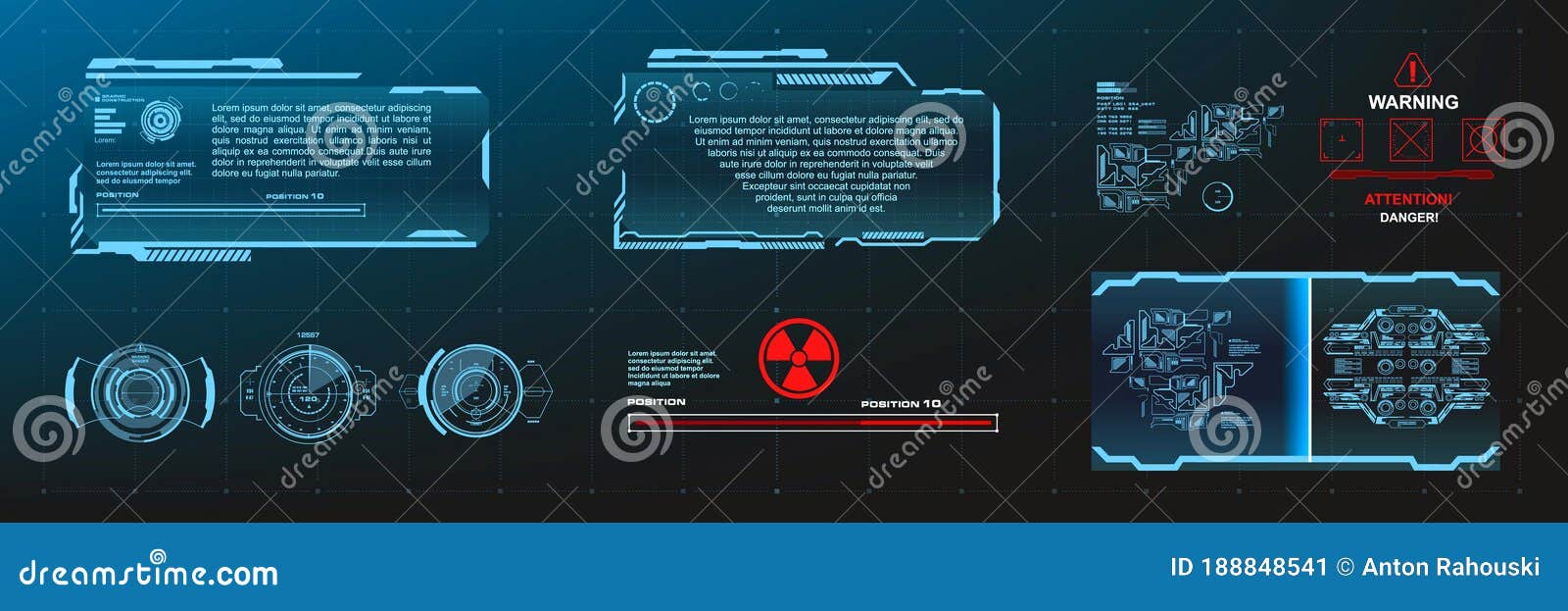 Futuristic User Interface Screen Elements Set HUD, GUI, UI. High-tech ...