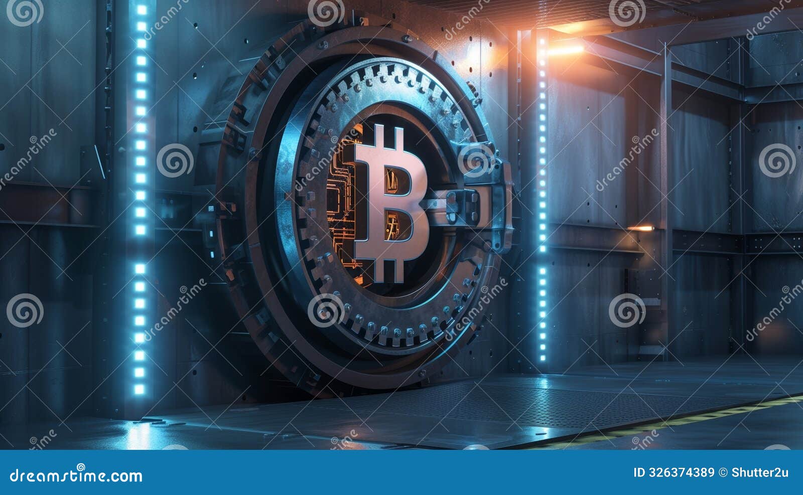 A Futuristic Vault With Digital Lock Mechanism Displaying Bitcoin ...