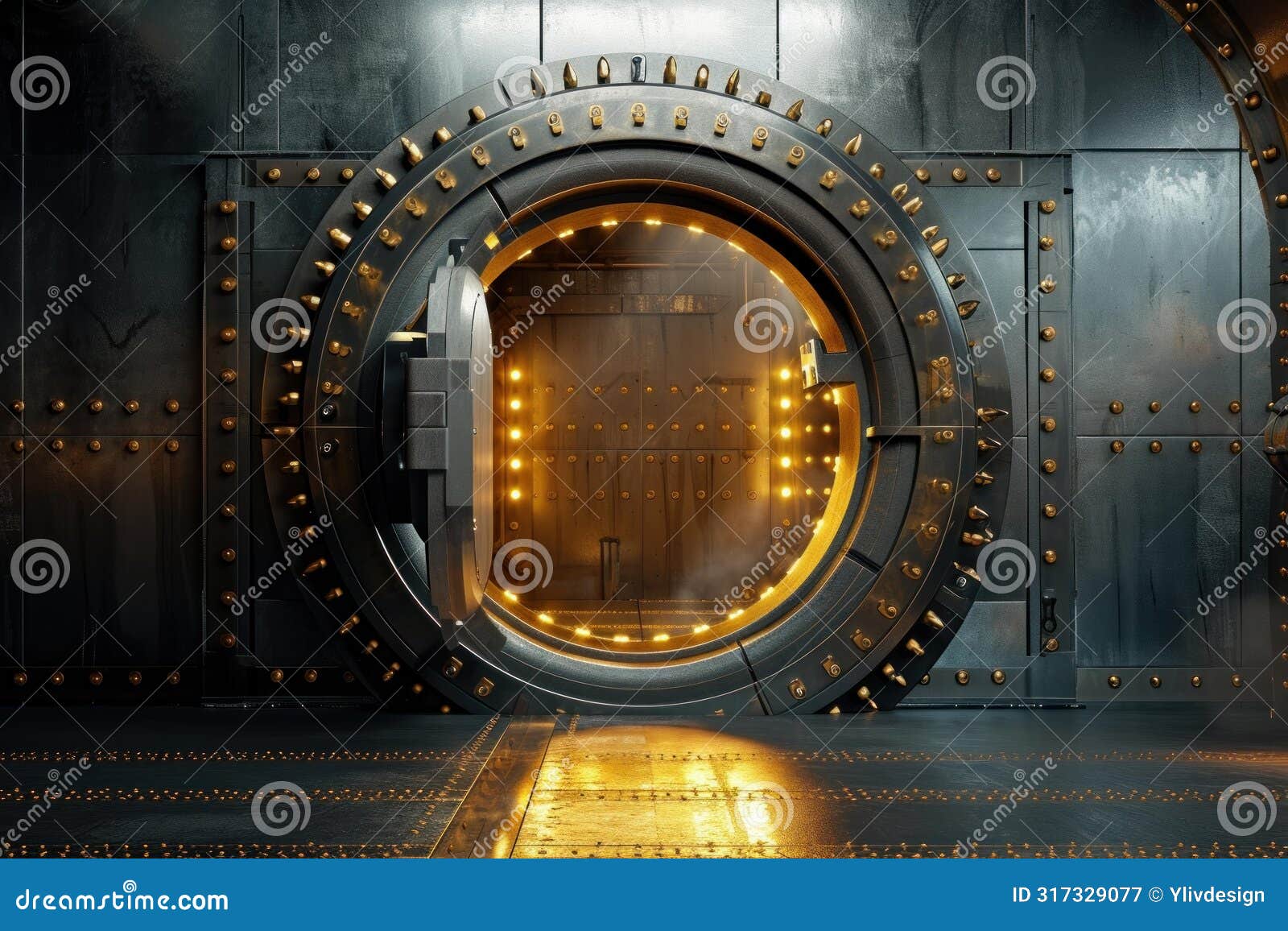 Futuristic Vault Door with Illuminated Interior Stock Image - Image of ...