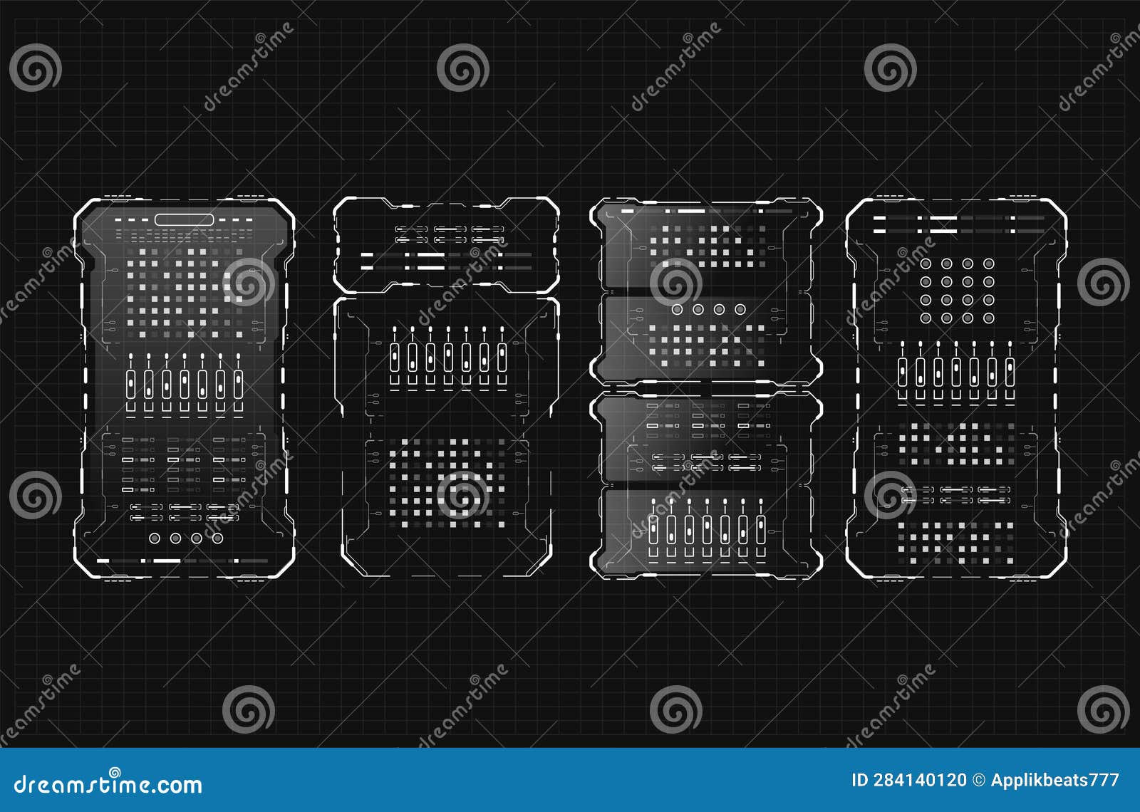 Futuristic Vector HUD Interface Screen Design. Set of HUD Infographic ...