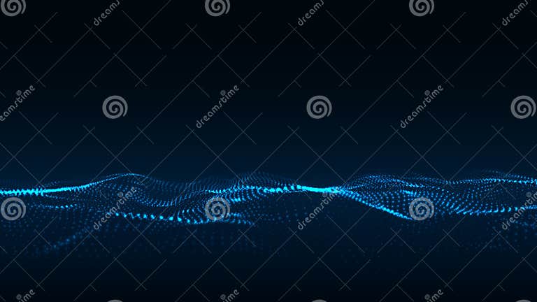 Futuristic Vector Technology Wave. Digital Cyberspace. Abstract Wave with Moving Particles on ...