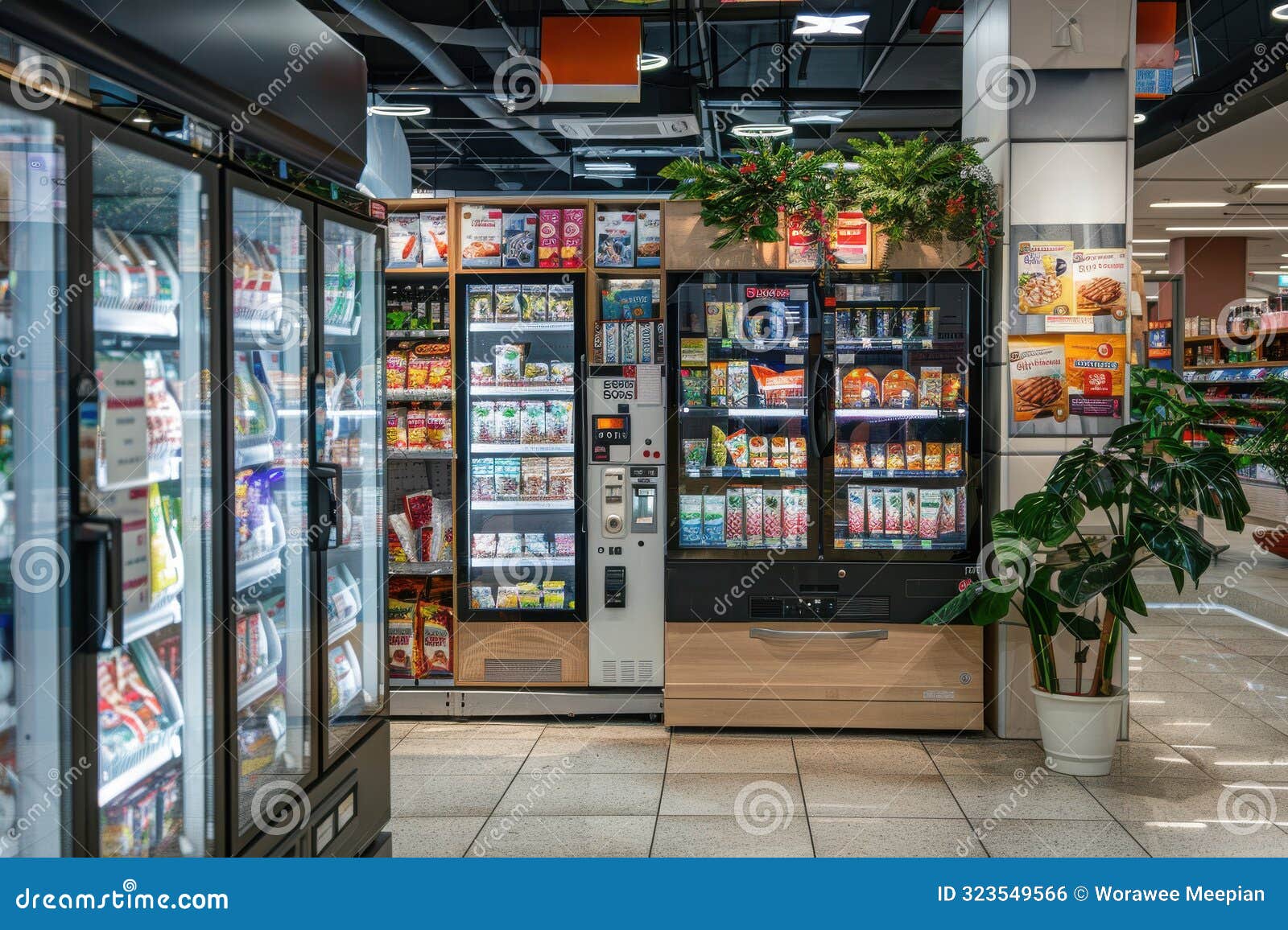 Futuristic Vending Machines Full of Beverages and Food Stock Photo ...