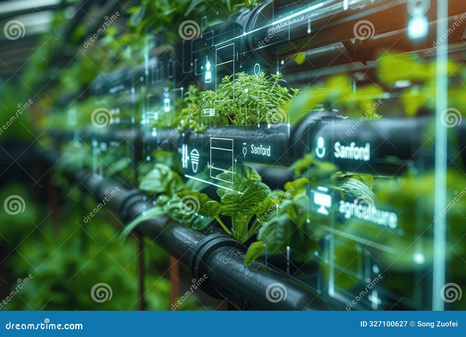 Futuristic Vertical Farming System with Digital Interfaces and Data ...