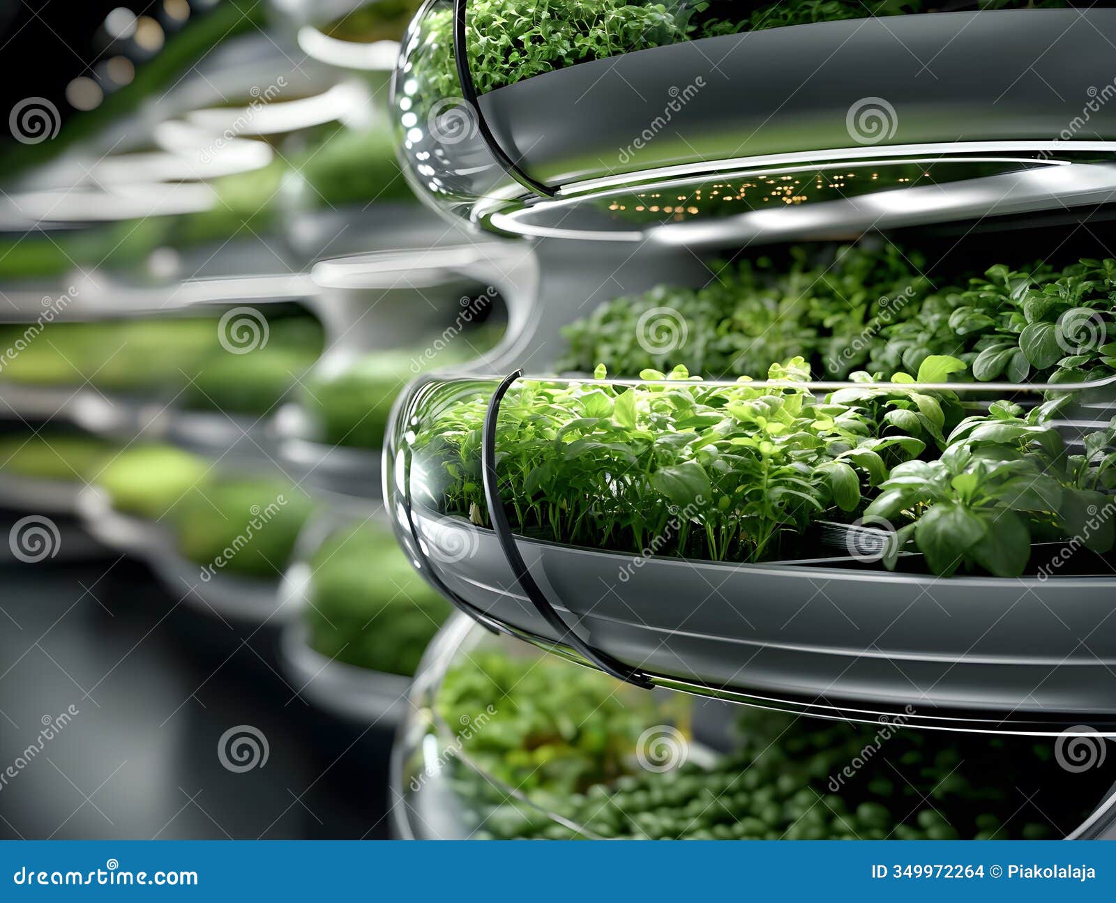 Futuristic Vertical Hydroponic Farm with Lush Green Plants in Modern ...