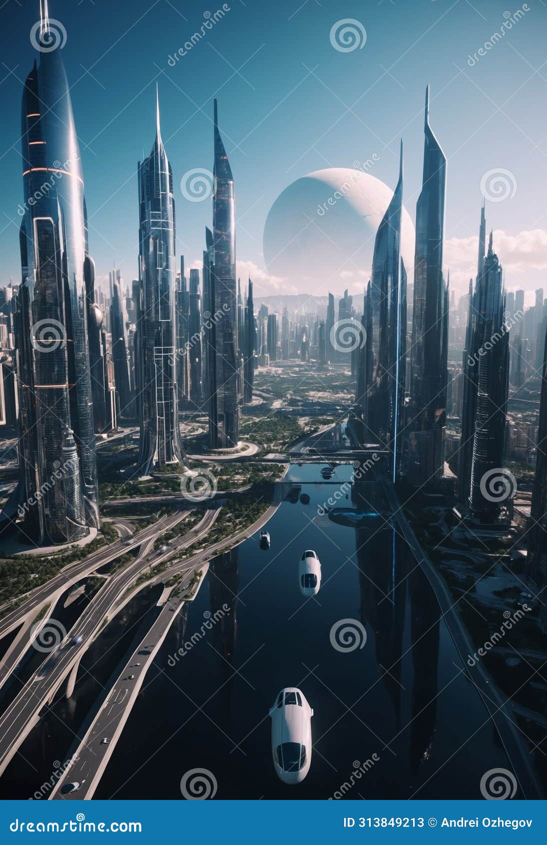 Futuristic View of the City of the Future. Future Metropolis Concept ...