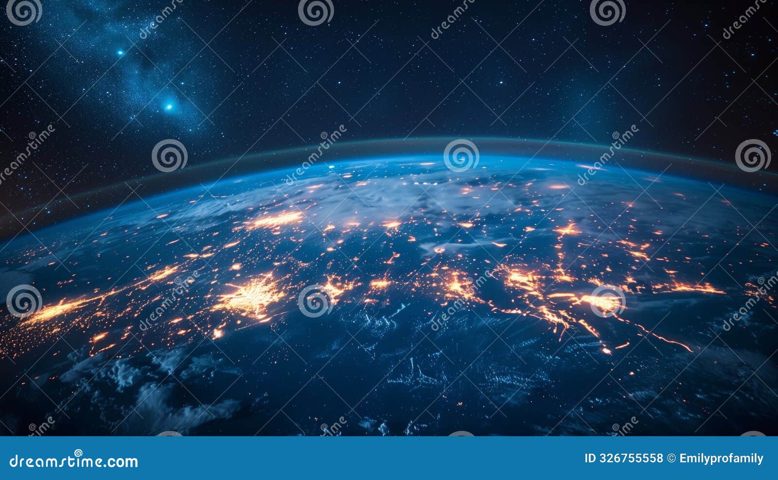 Futuristic View of Earths Satellite Constellations from Space Stock ...