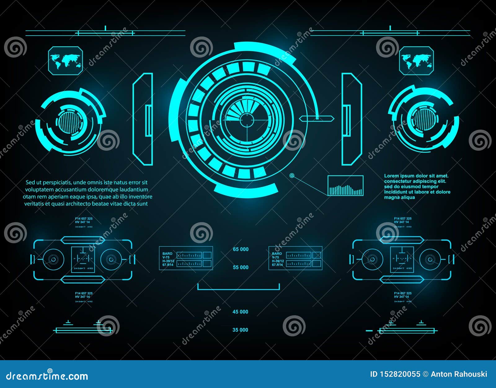 Futuristic Virtual Graphic Touch User Interface, Target Stock Illustration - Illustration of ...