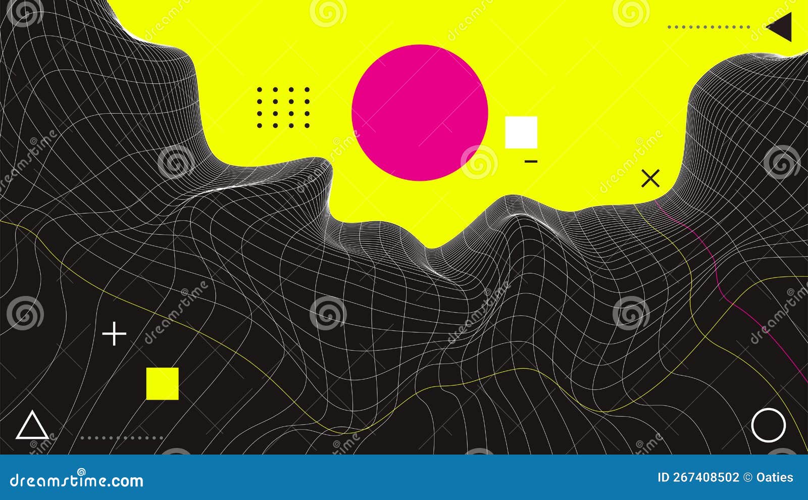 Futuristic Virtual Landscape Sun and Mountains Cyber Background Stock ...