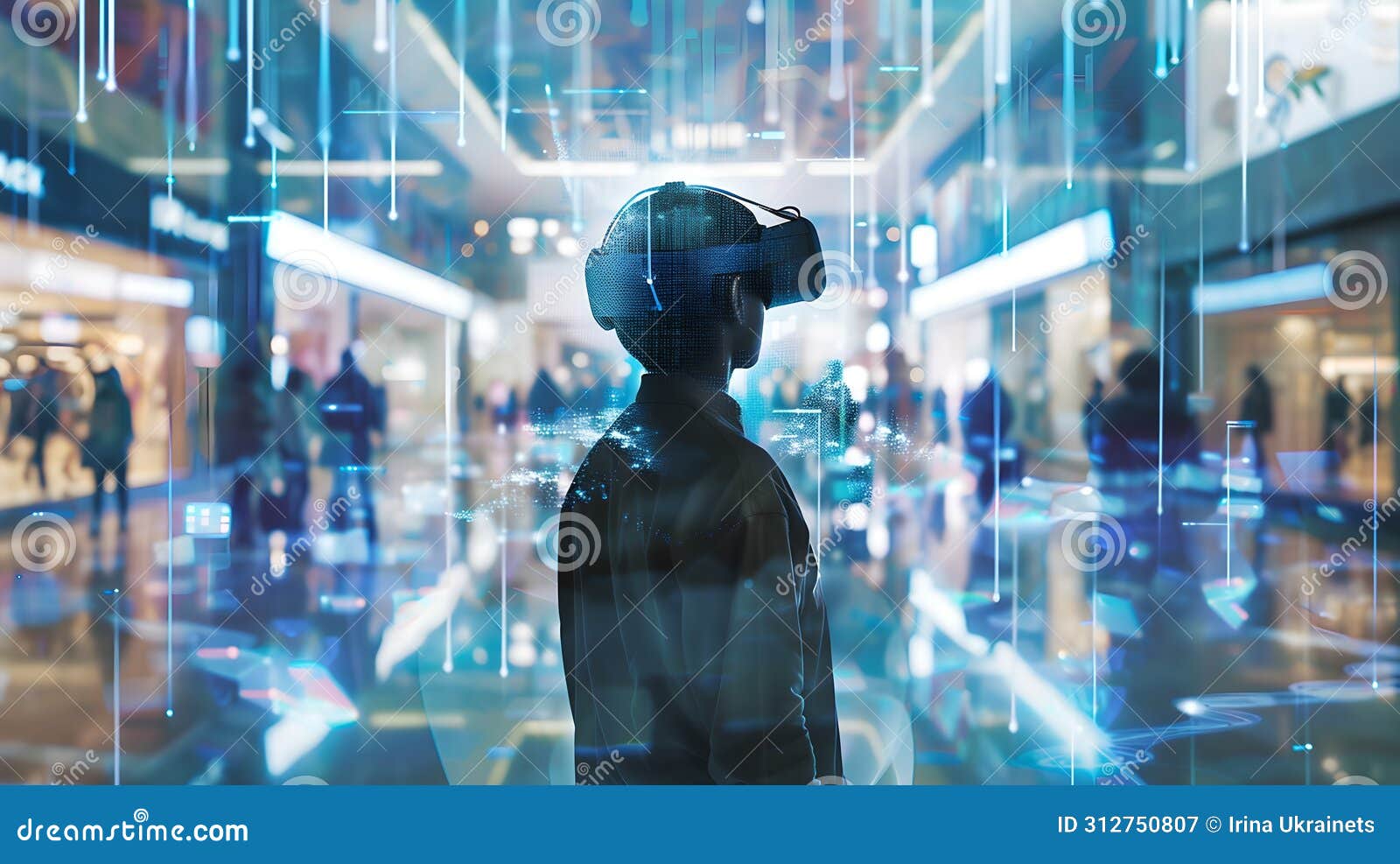 Futuristic Virtual Reality Experience in a Modern Shopping Mall Setting ...